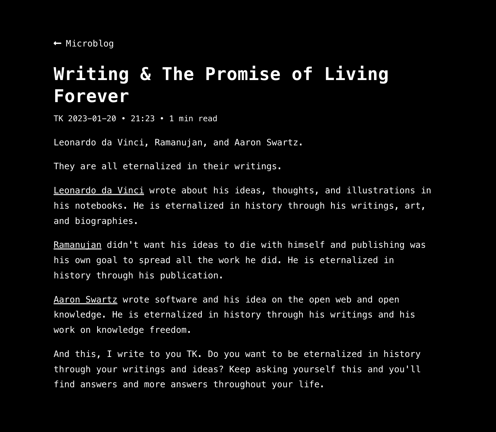 Writing & The Promise of Living Forever